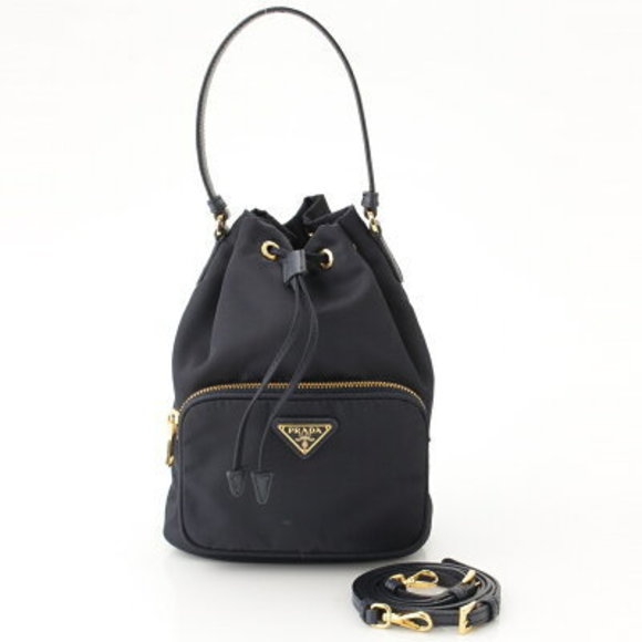 Prada | Bags | Prada Nylon Bucket Drawstring Shoulder Bag Navy Blue ...